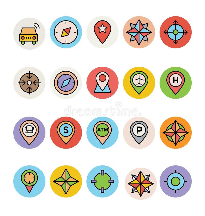 Map and Navigation Vector Icons 3 Stock Illustration - Illustration of ...