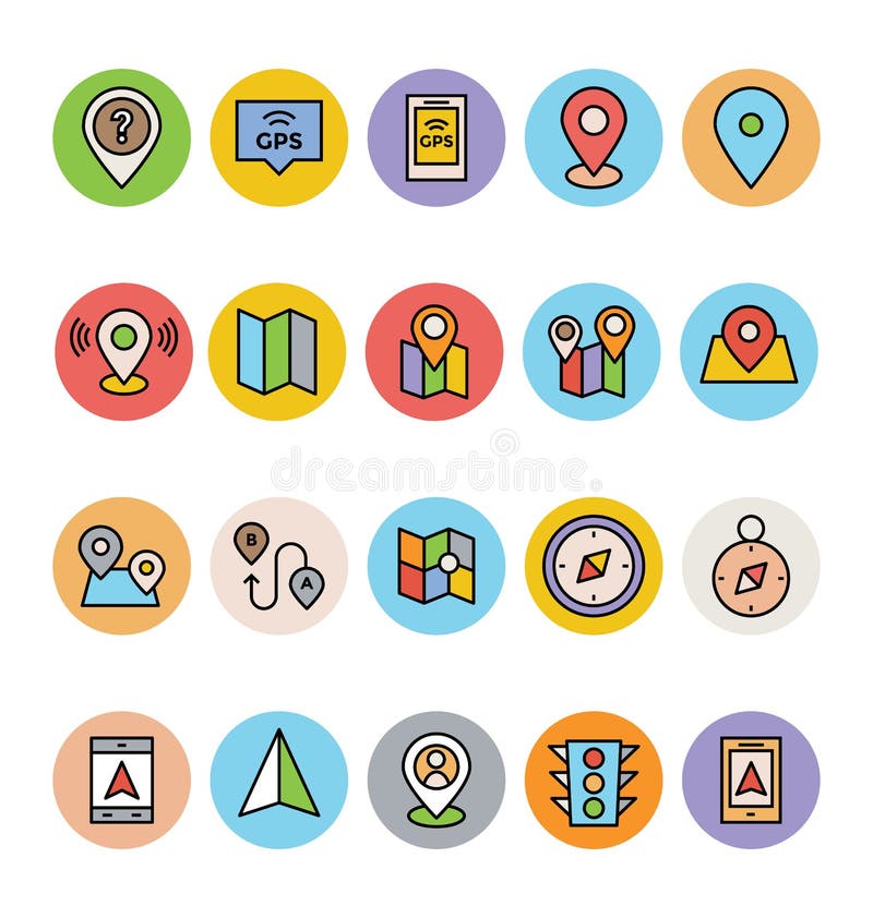 Map and Navigation Vector Icons 2 Stock Illustration - Illustration of ...