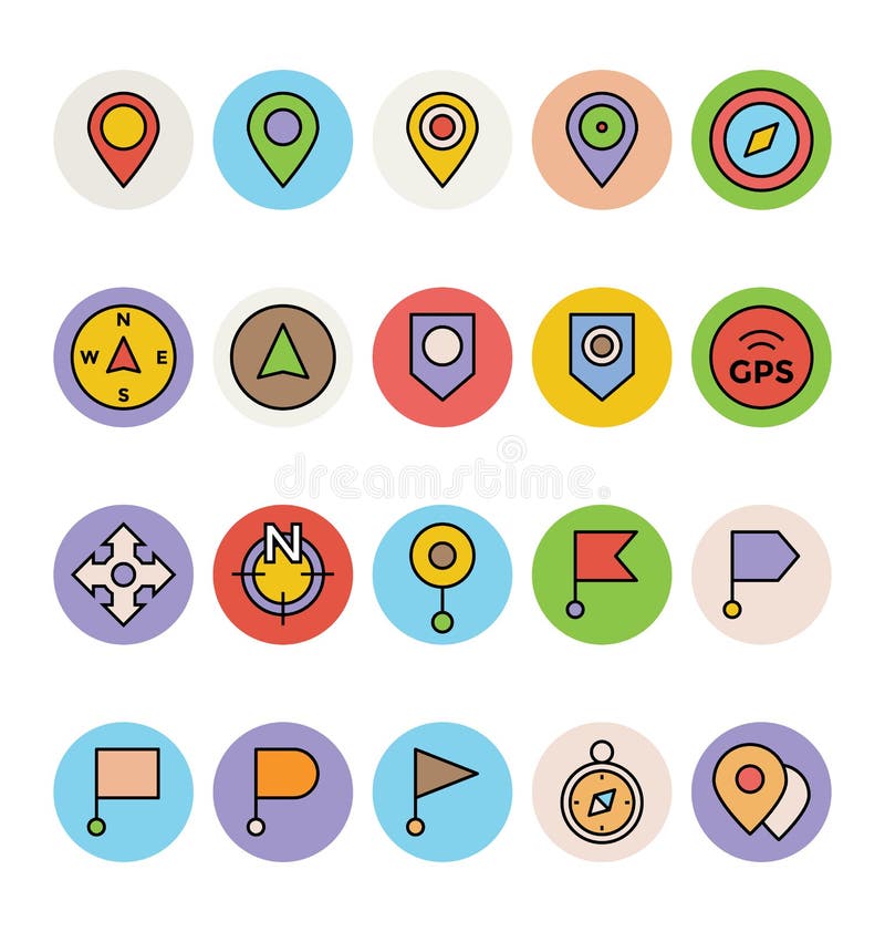 Map and Navigation Vector Icons 1 Stock Illustration - Illustration of ...