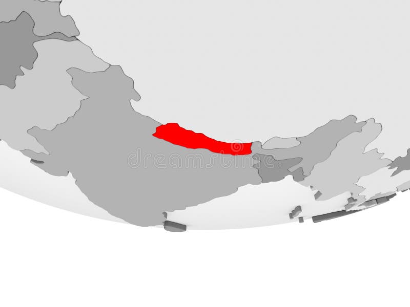 Map of Nepal on Grey Political Globe Stock Illustration - Illustration ...