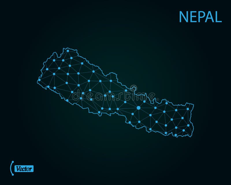 Nepal Vector Map with Single Border Line Boundary Using White Color on ...