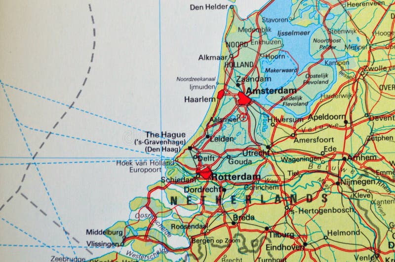A Map of the Netherlands Featuring the Main Cities Stock Image - Image ...