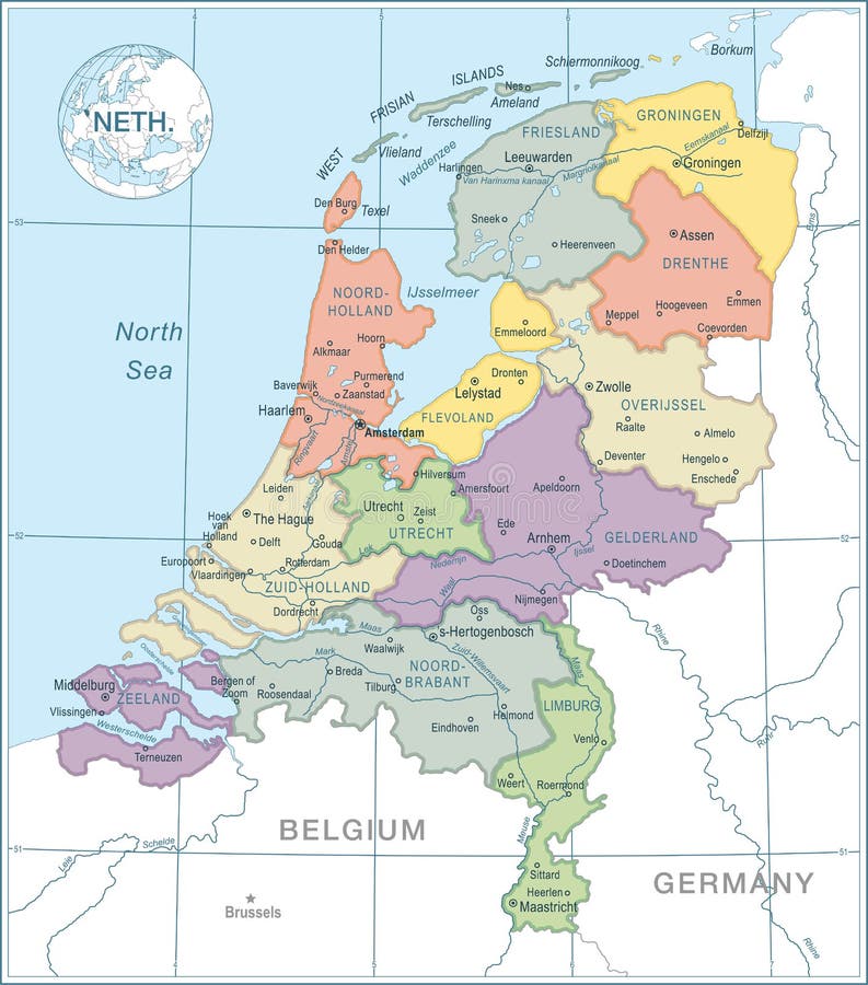 Map of Netherlands - Highly Detailed Vector Illustration Stock Vector ...