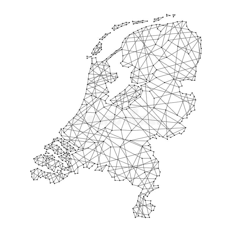 Map of Netherlands from Polygonal Black Lines, Dots of Illustration ...