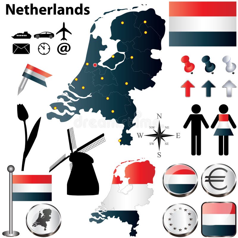 Map of Netherlands stock vector. Illustration of dutch - 30878792