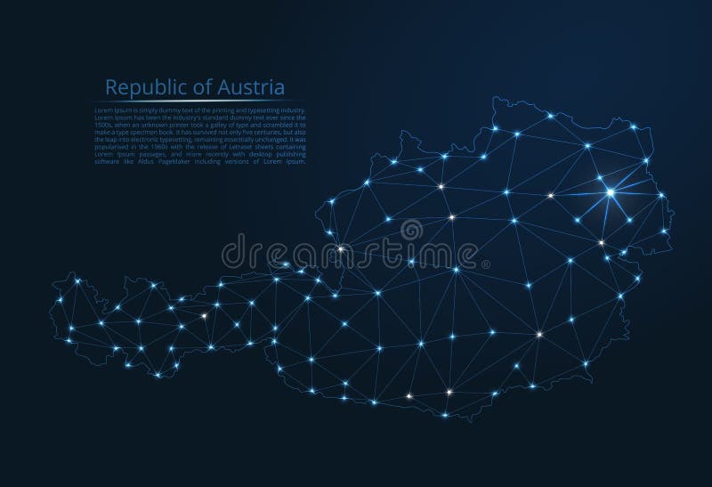 The Map of the Network of the Austria. Vector Low-poly Image of a ...