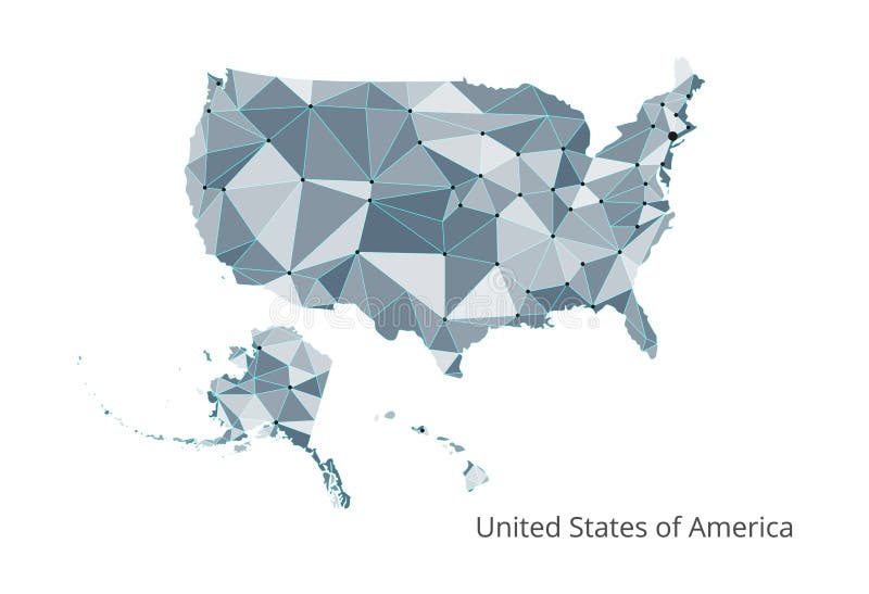 The Map of the Network of the United States of America. Vector Low-poly ...