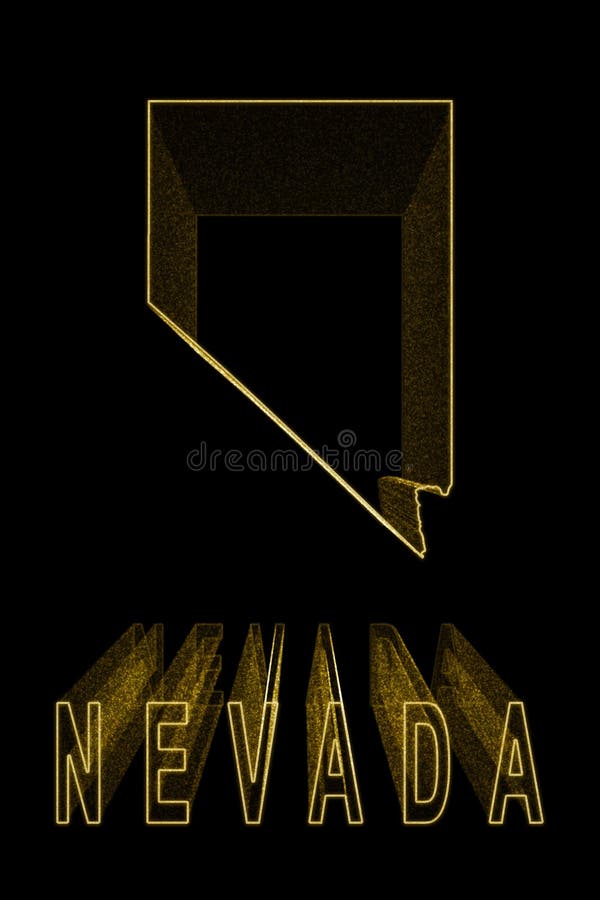 Map of Nevada, Gold Map on Black Background Stock Illustration ...