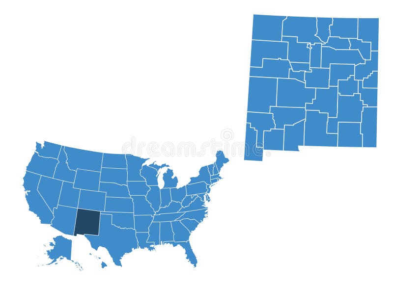 Map of New-Mexico state stock illustration. Illustration of geography ...