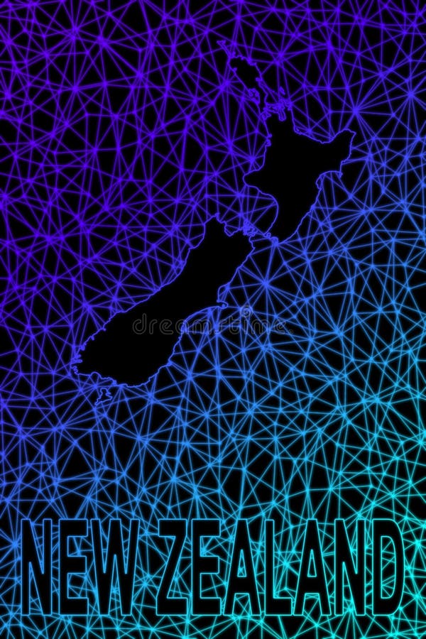 Map of New Zealand, Polygonal Mesh Line Map Stock Illustration ... Map of New Zealand, Polygonal Mesh Line Map Stock Illustration ...