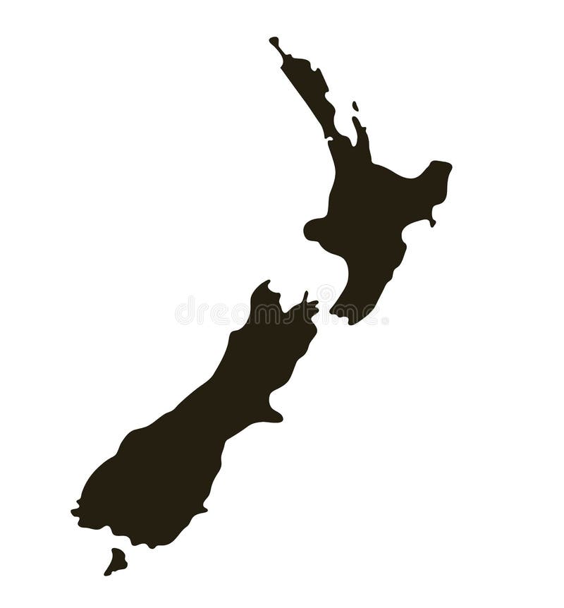 Map of New Zealand. Solid Black Map Vector Illustration Stock Vector ...