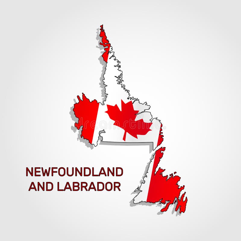 Map of Newfoundland and Labrador Combined with Canada Flag - Vector ...