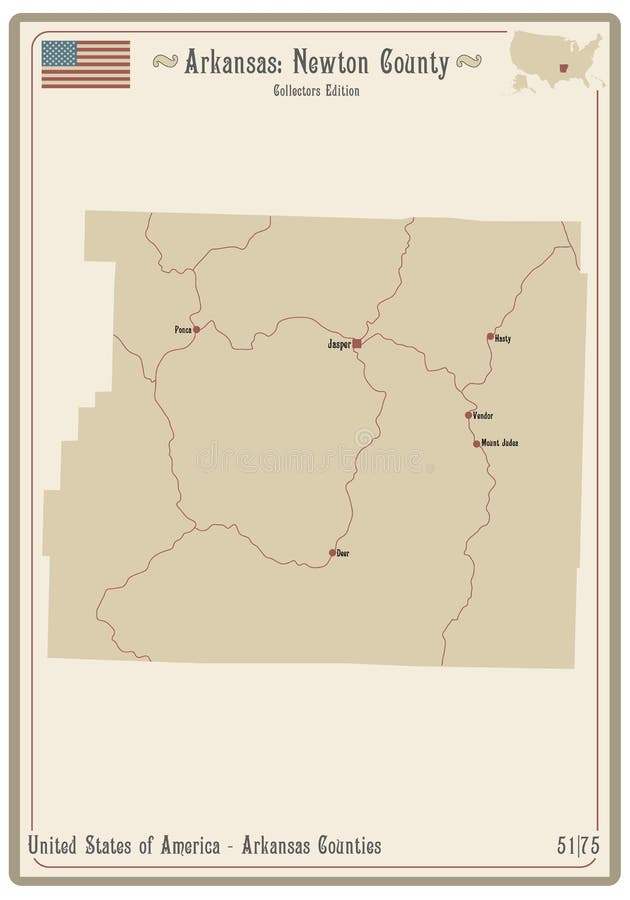 Map of Newton County in Arkansas Stock Vector - Illustration of icon ...