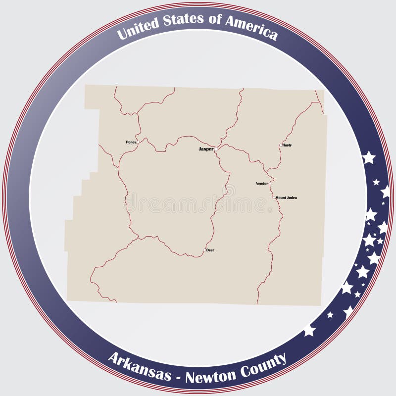 Map of Newton County in Arkansas Stock Vector - Illustration of icon ...