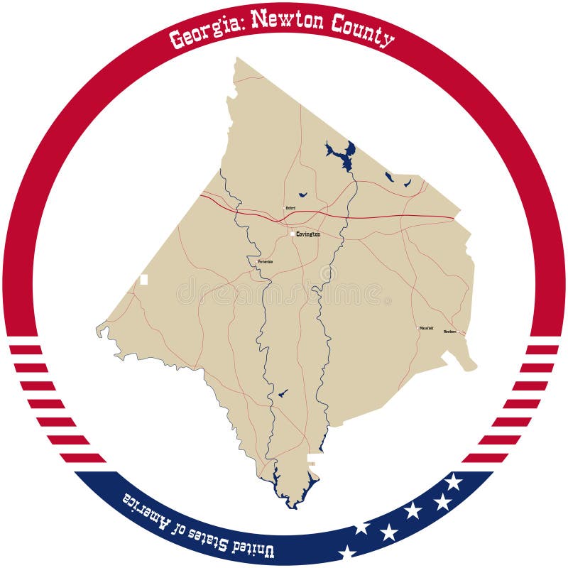Map of Newton County in Georgia, USA Stock Vector - Illustration of ...