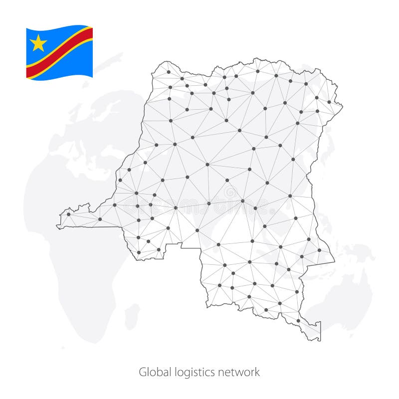 Network map of DR Congo. stock vector. Illustration of shape - 218223932