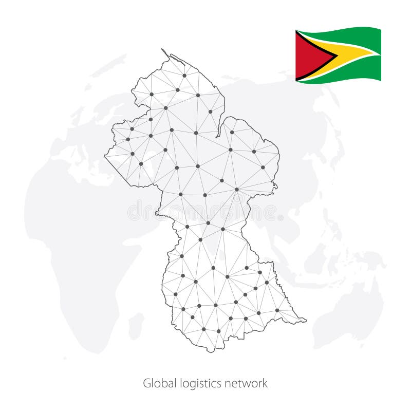 Global Logistics Network Concept. Communications Network Map Guyana on ... Global Logistics Network Concept. Communications Network Map Guyana on ...