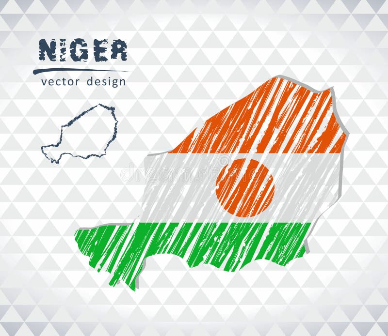 Map of Niger with Hand Drawn Sketch Pen Map Inside. Vector Illustration ...