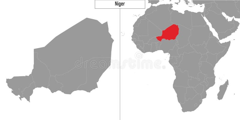 Map of Niger and Location on Africa Map Stock Vector - Illustration of ...