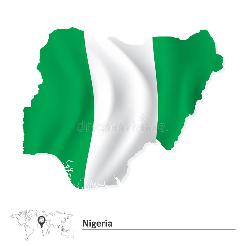Map of Nigeria with flag stock vector. Illustration of nation - 125152488