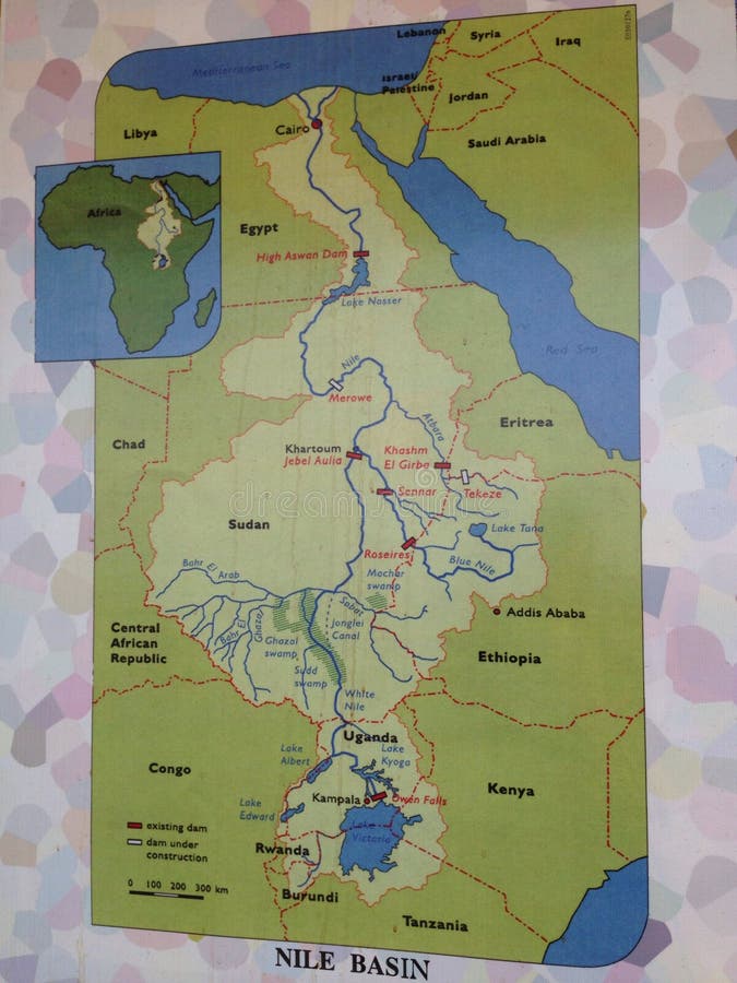 Map of the Nile Basin editorial photography. Image of basin - 70636877