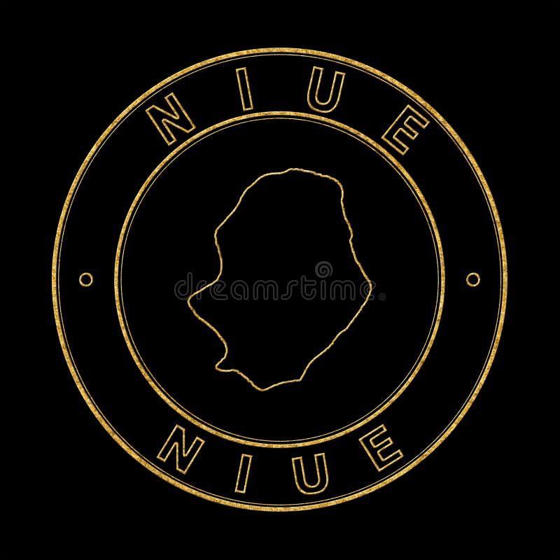 Map of Niue, Golden Stamp Black Background Stock Illustration ...