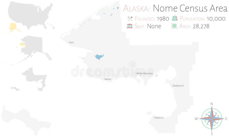Map of Nome in Alaska stock vector. Illustration of vector - 196755518