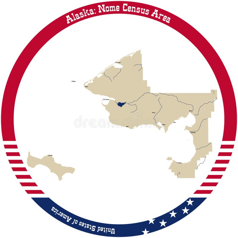 Map of Nome Census Area in Alaska, USA. Stock Vector - Illustration of ...