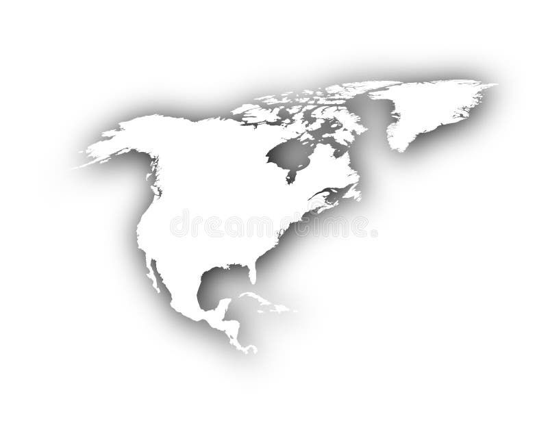 Map of North America with Shadow Stock Vector - Illustration of graphic ...