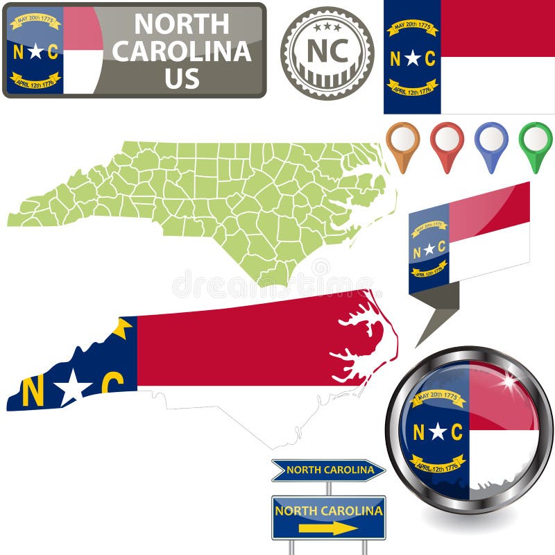 Map of North Carolina, US stock vector. Illustration of national ...