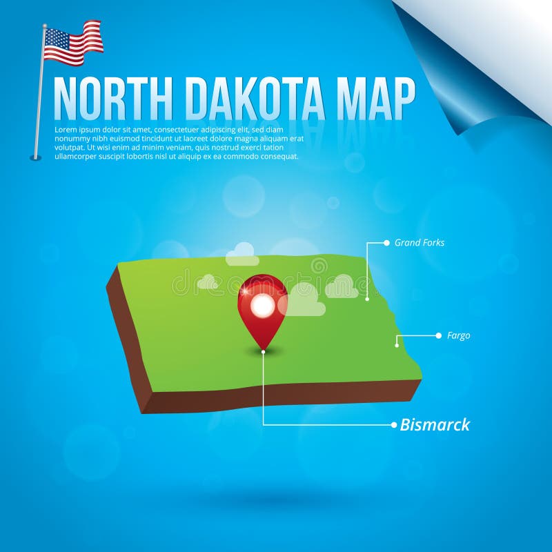 Map of North Dakota State. Vector Illustration Decorative Design Stock Vector - Illustration of ...