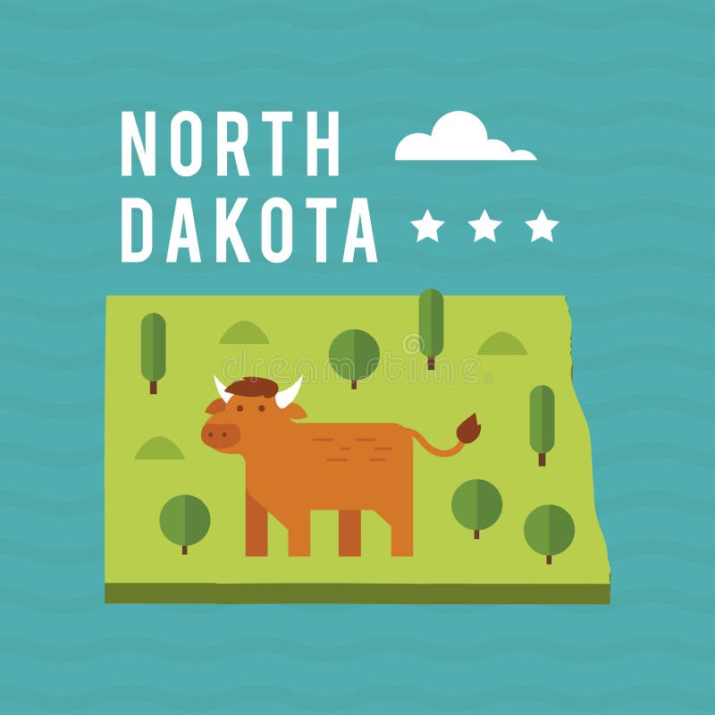 Map of North Dakota State. Vector Illustration Decorative Design Stock Vector - Illustration of ...