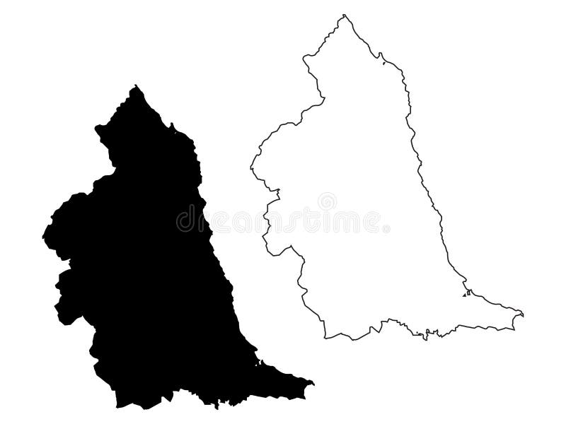 Map of North East England. Black and Outline Maps Stock Vector ...