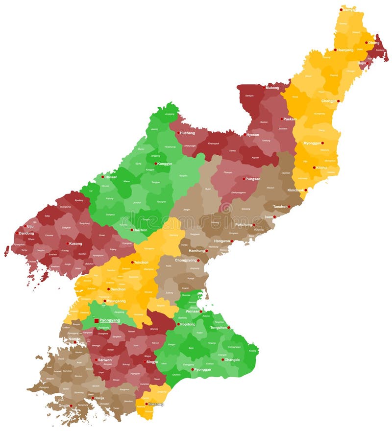 Map of North Korea stock vector. Illustration of geography - 91859002