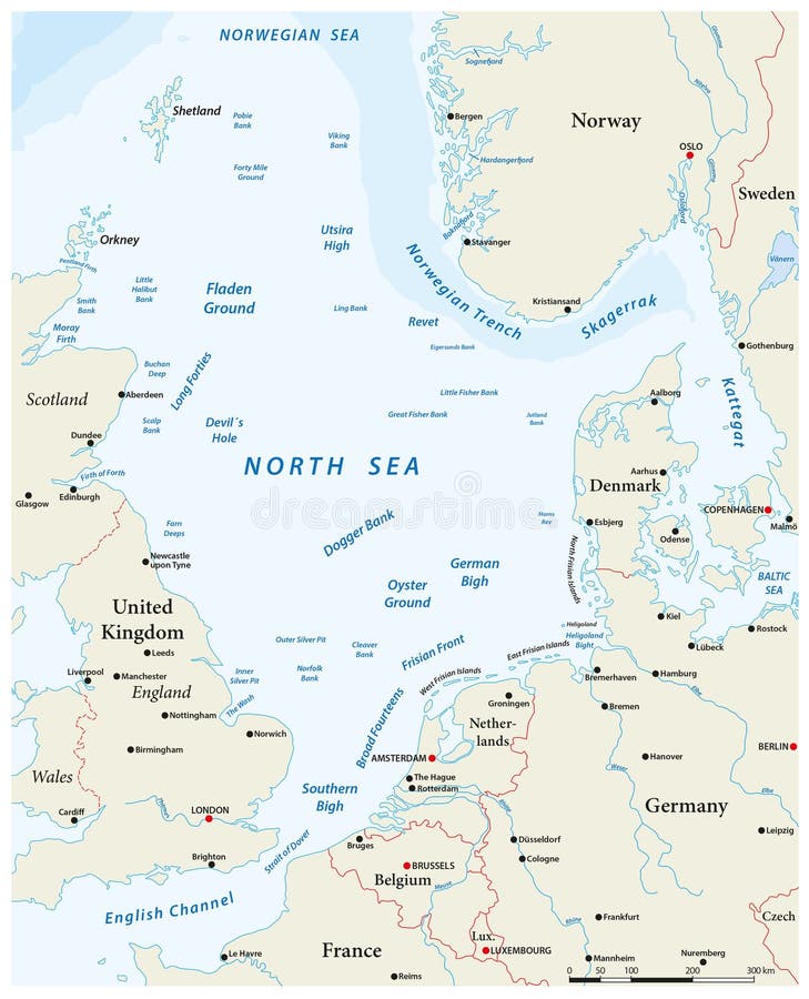 Map of the North Sea Basin and Surrounding Countries Stock Vector ...