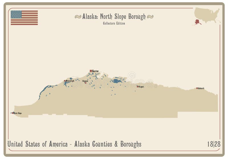 Map of North Slope Borough in Alaska Stock Vector - Illustration of ...