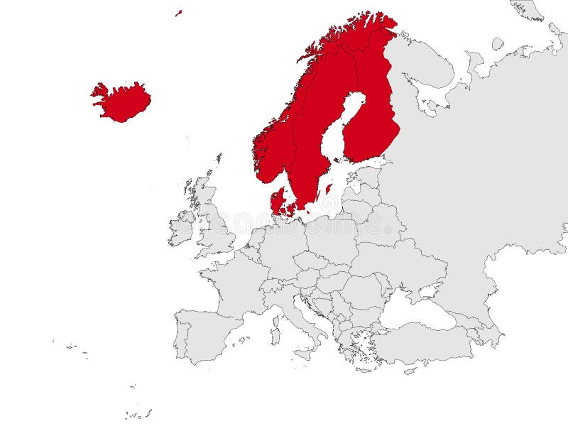 Northern Europe Political Map in Aqua Blue Colors Stock Vector ...