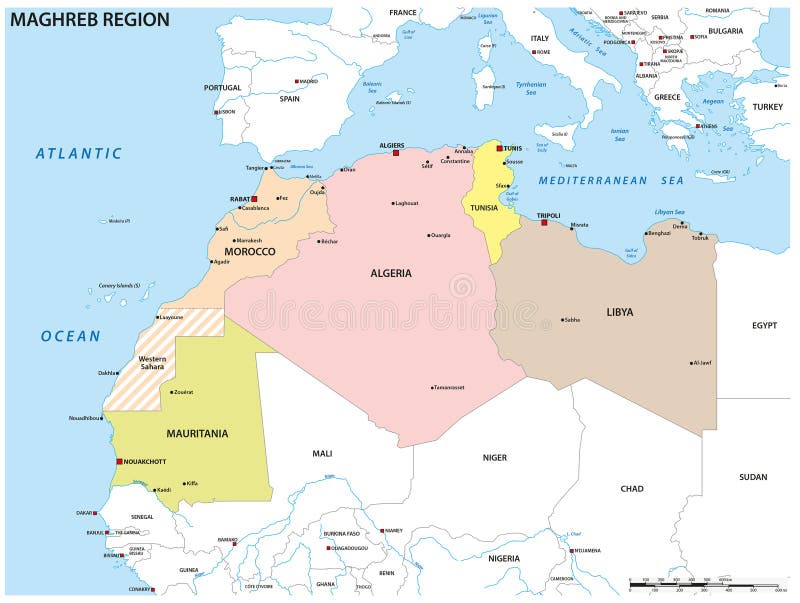 Map of the Northwest African Historical Region of Maghreb Stock Vector ...