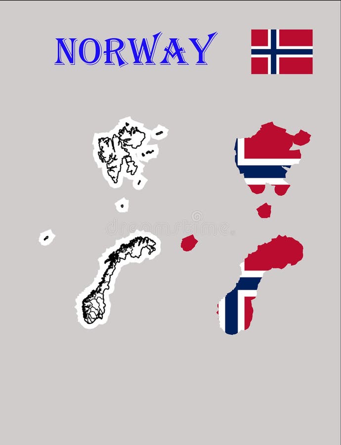 Map of Norway with Regions and Flag Draw and Cut Out Stock Illustration ...