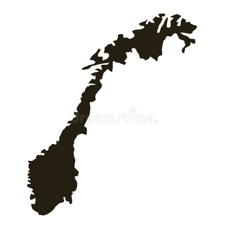 Map of Norway. Solid Black Map Vector Illustration Stock Vector ...