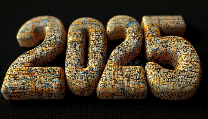 2025 Map Numbers Future Forecast on Dark Surface Stock Image - Image of ...