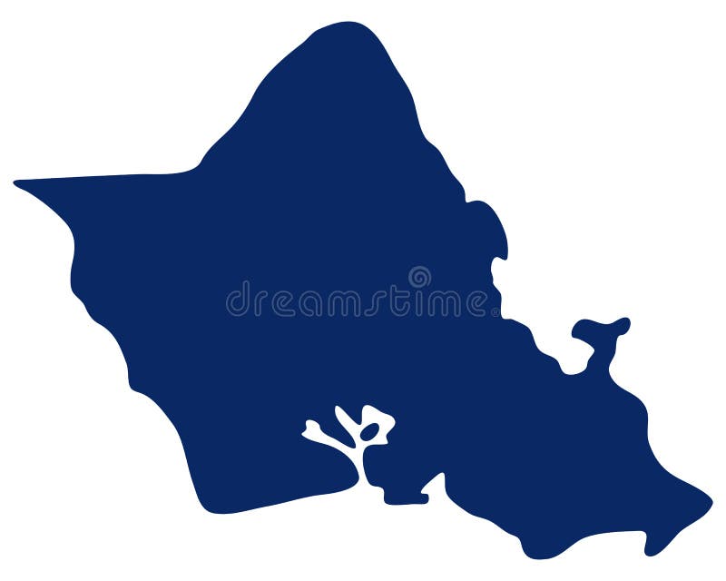 Map of Oahu in blue colour stock vector. Illustration of icon - 207543861