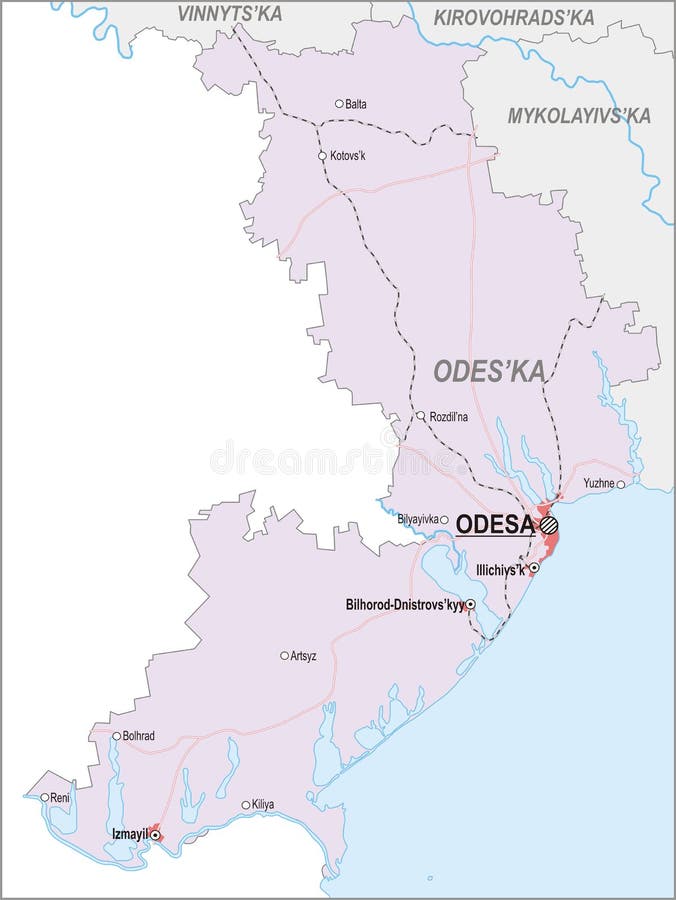 Map of Odessa Oblast stock vector. Illustration of geographical - 39051619