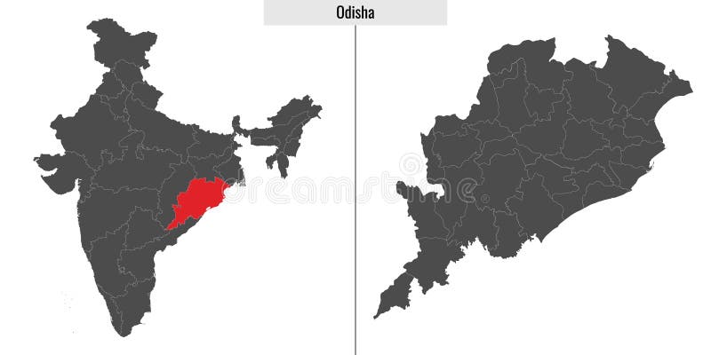 Map of Odisha State of India Stock Vector - Illustration of famous ...