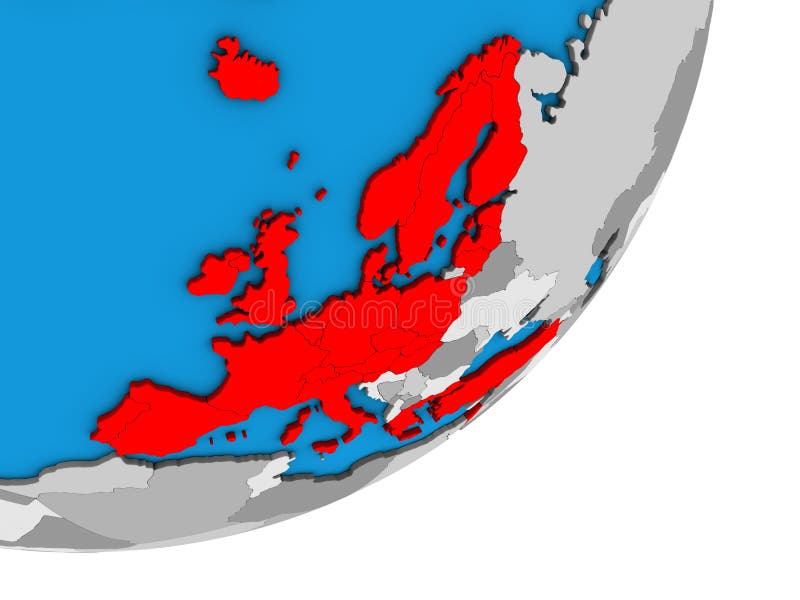 Map of OECD European Members on 3D Globe Stock Illustration ...
