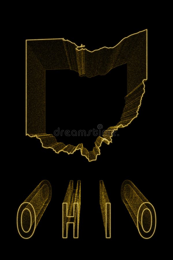 Map of Ohio, Gold Map on Black Background Stock Illustration ...