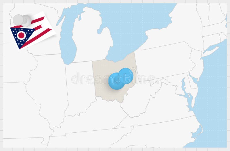 Map of Ohio with a Pinned Blue Pin. Pinned Flag of Ohio Stock Vector ...