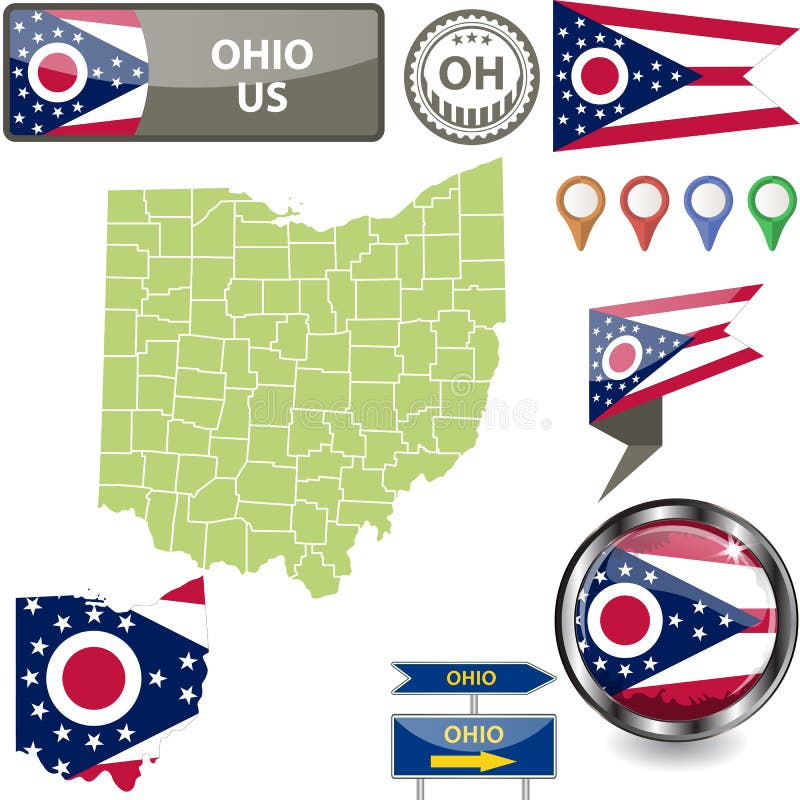 Map of Ohio, US stock vector. Illustration of vector - 220165131