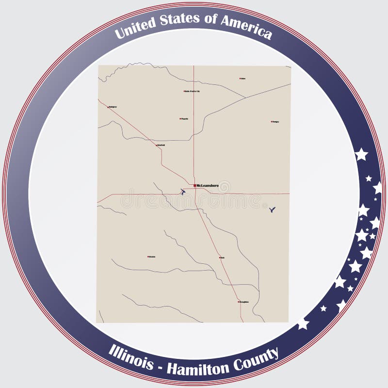 Map of Hamilton County in Illinois Stock Vector - Illustration of ...