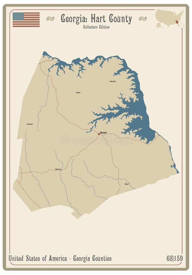 Map of Hart County in Georgia Stock Vector - Illustration of geography ...